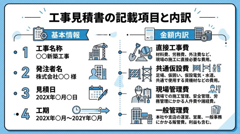 工事見積書の書き方ガイド｜内訳・テンプレート・法定福利費まで解説 - uconnect お役立ちコラム